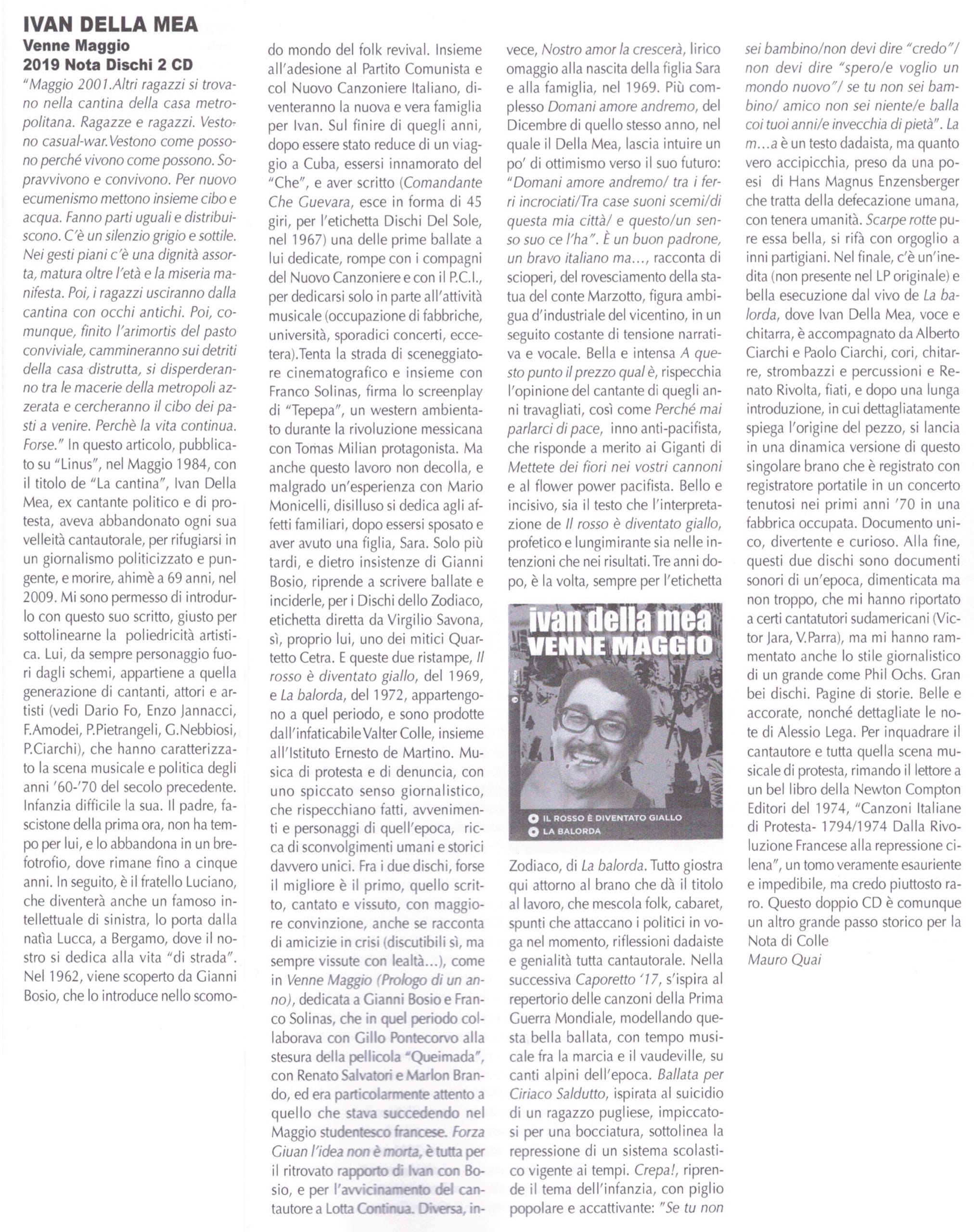 Ivan della Mea, Venne Maggio – Nota.it